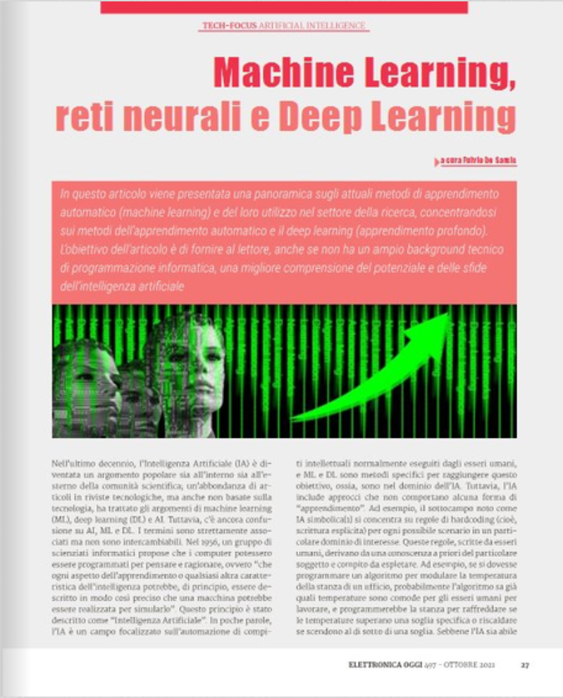 Machine Learning, reti neurali e Deep Learning - Elettronica Plus
